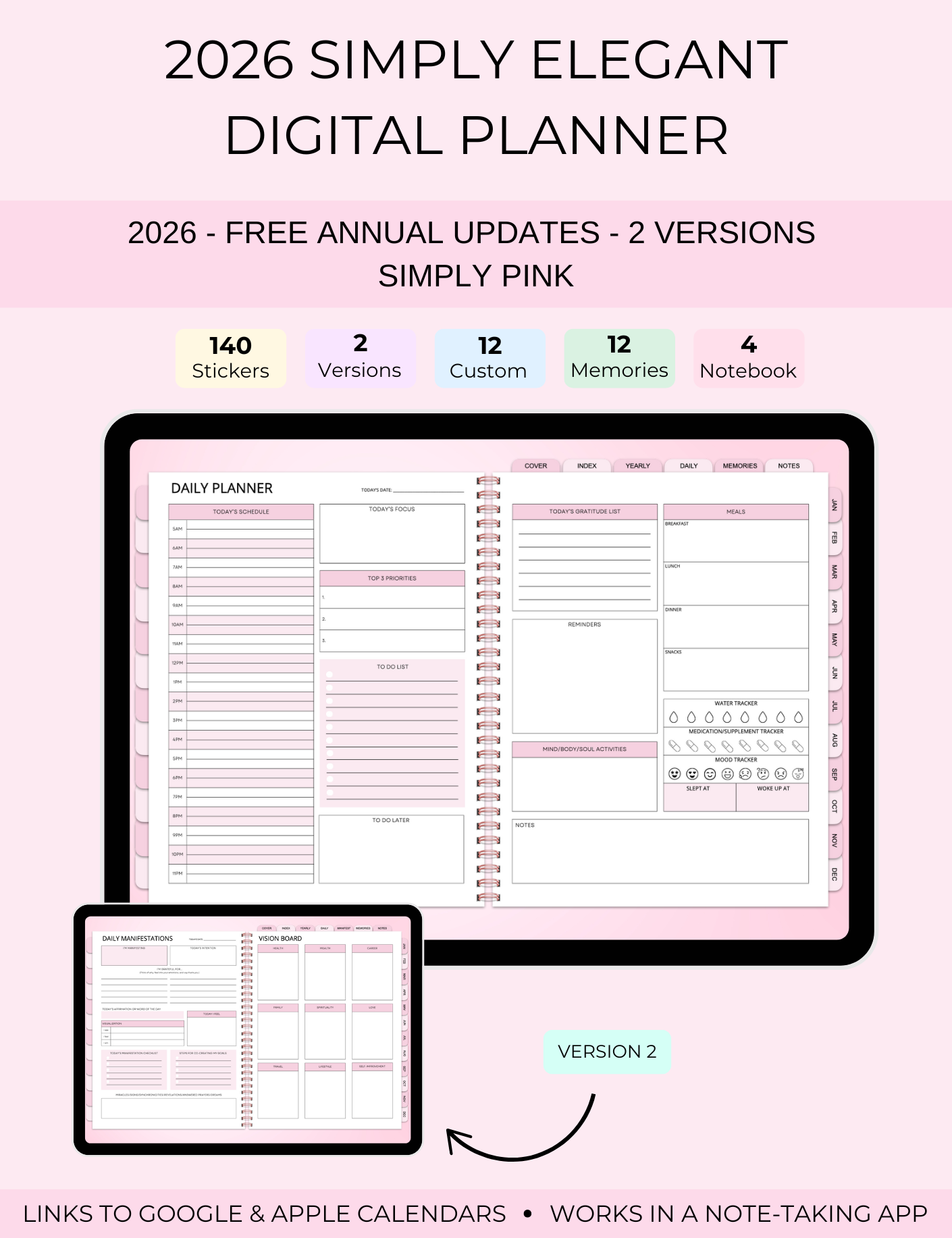 2026 Simply Elegant Digital Planner in Pink – Jessica Autumn Planners