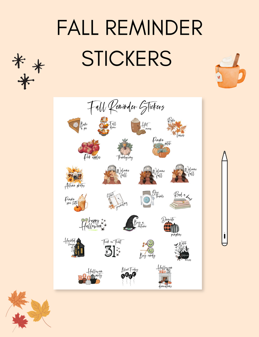 Digital Fall Reminder Stickers – Jessica Autumn Planners