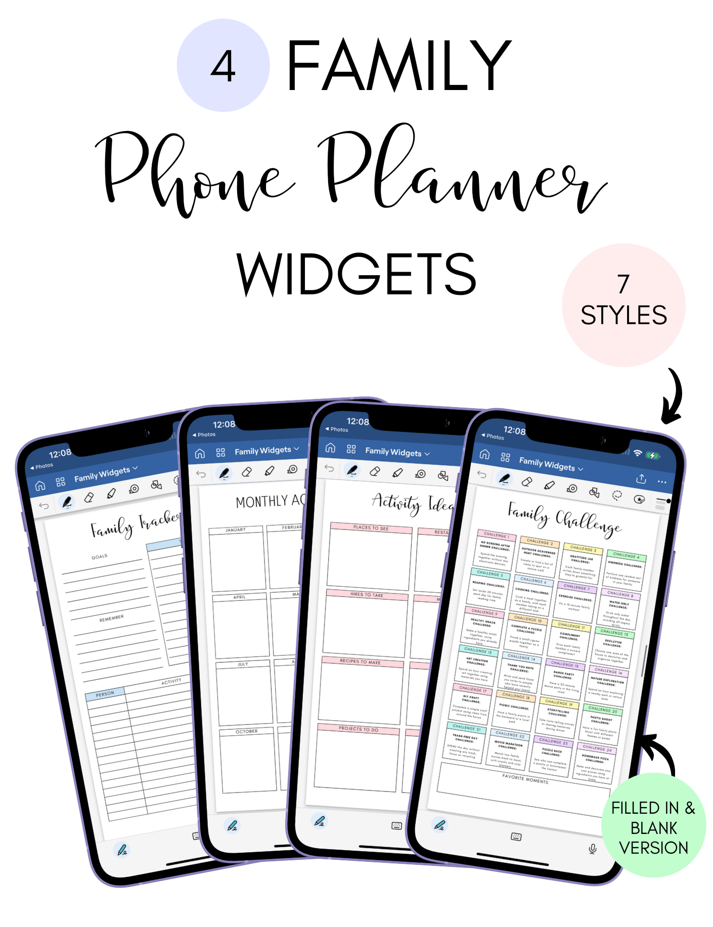 Digital Phone Planner Family Widgets – Jessica Autumn