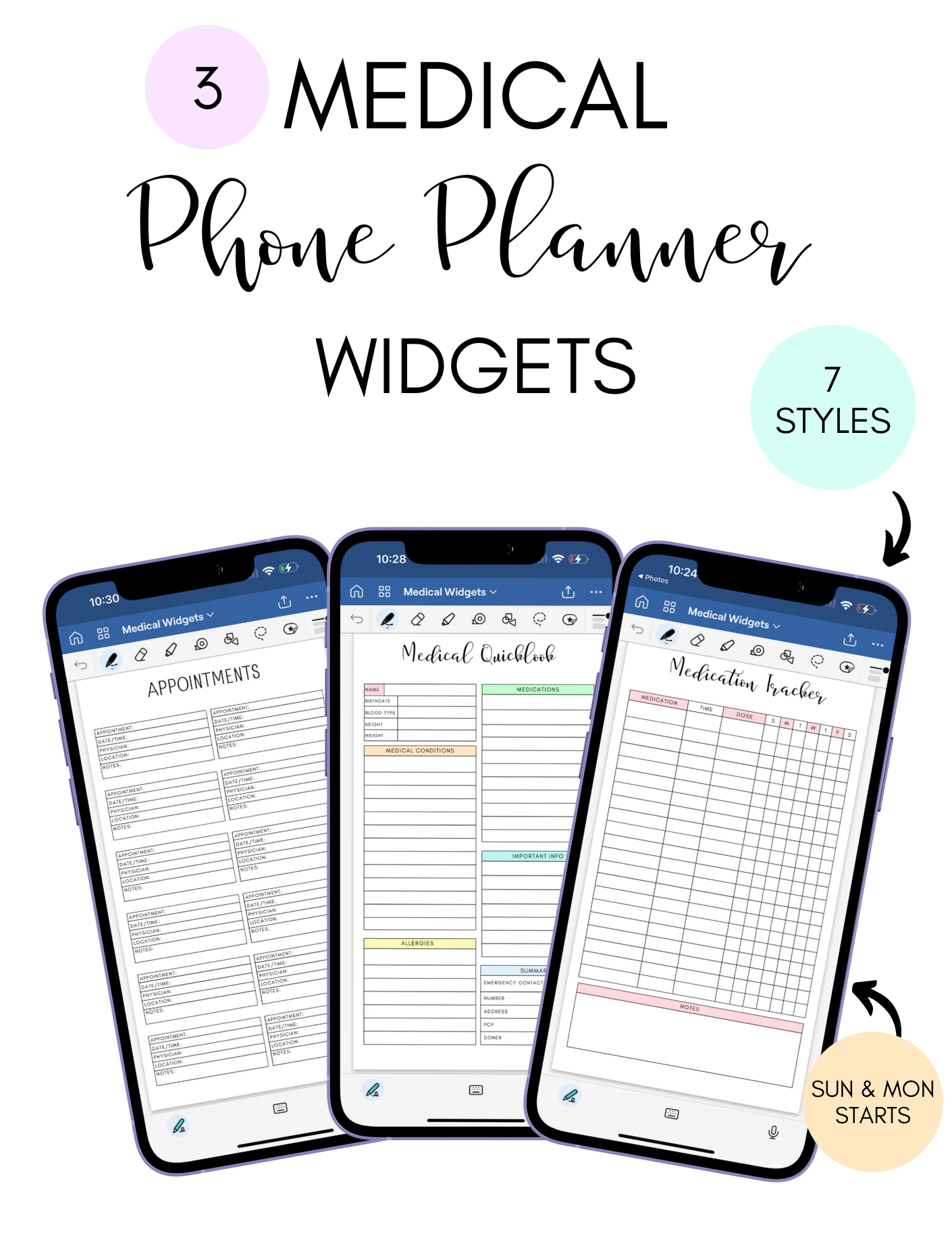 Digital Phone Planner Medical Widgets – Jessica Autumn Planners