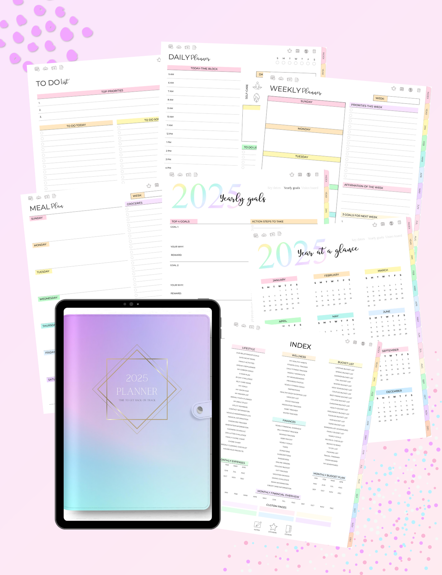 5-in-One Digital Planner Rainbow (2025 & Undated) – Jessica Autumn Planners