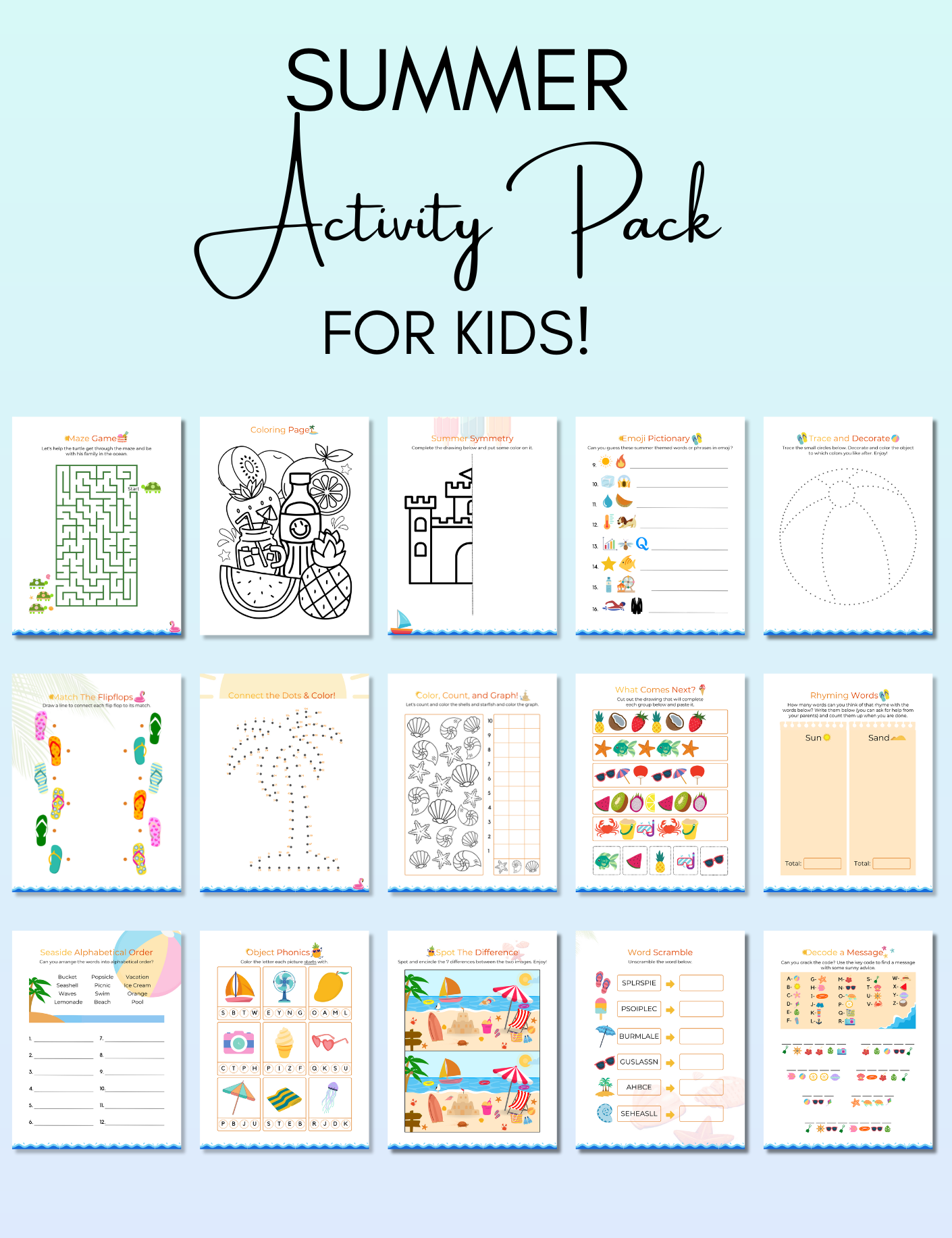 Summer Activity Pack for Kids! – Jessica Autumn Planners